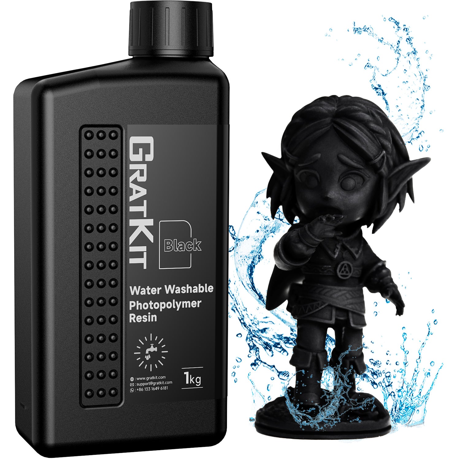 GratKit Water Washable 3D Printing Resin, Water Washable Photopolymer